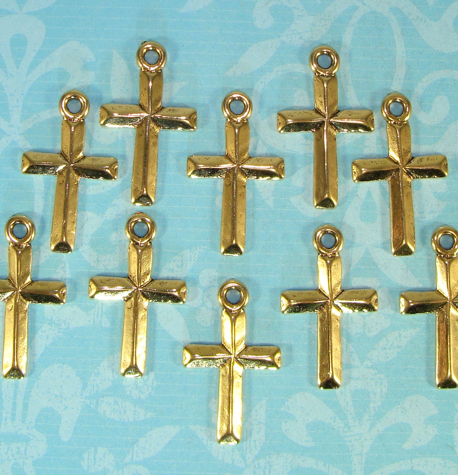 8 Gold Cross Charms Gold Plated Pewter USA Made 34064 Simple - Etsy