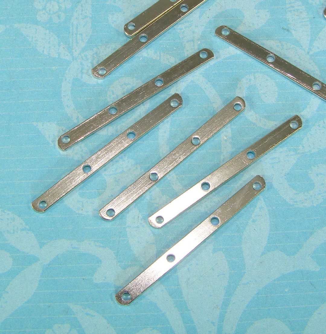 12 Silver Separator Bars 4 Hole Multi Strand Divider Row Connector 27mm ...