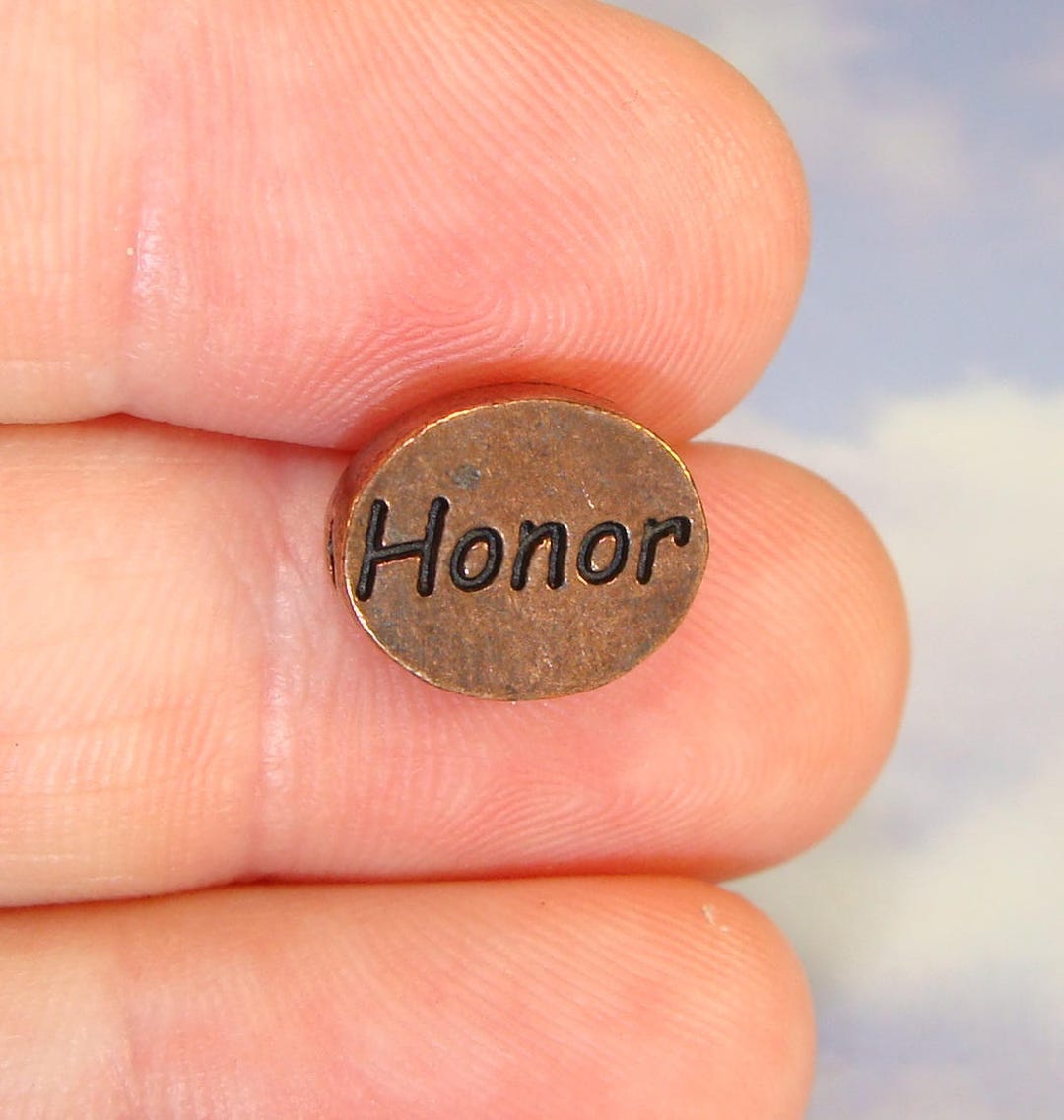 6 HONOR Message Beads Copper Plated Pewter Oval Inspirational - Etsy