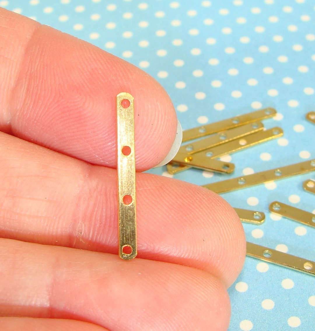 12 Gold Separator Bars 4 Hole Multi Strand Divider Row Connector 21mm X ...