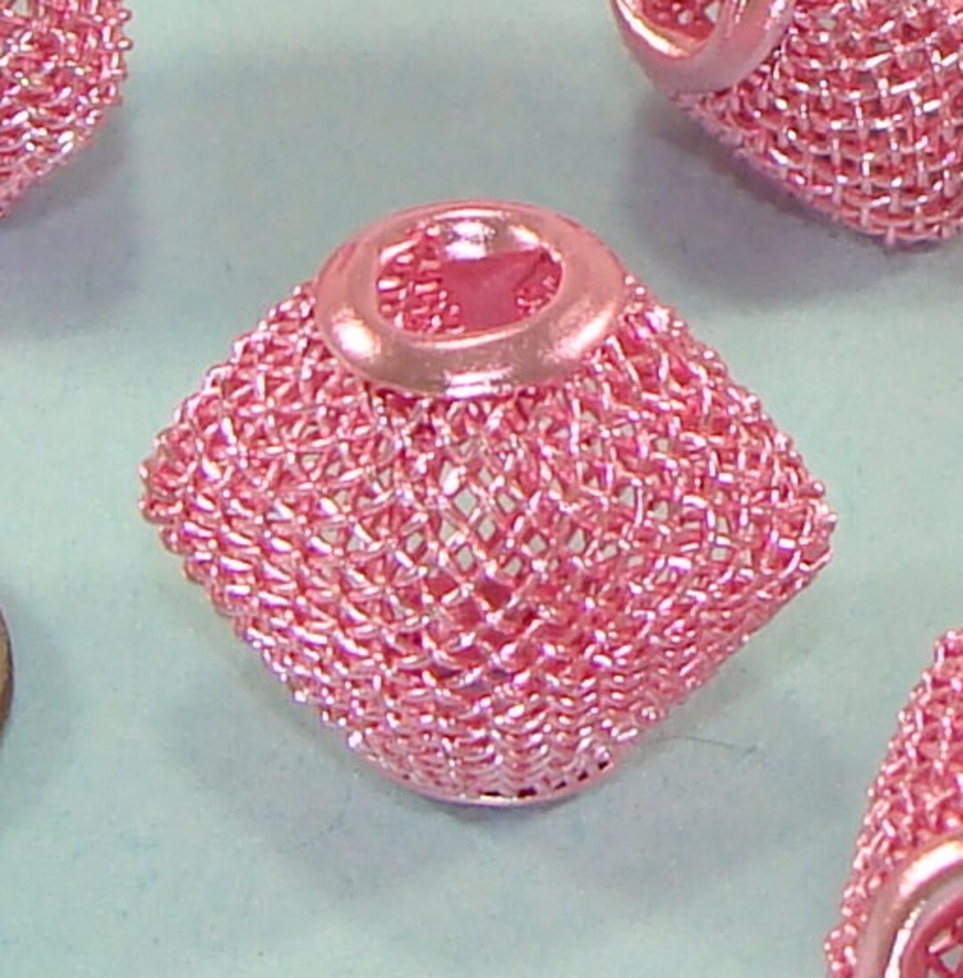 10 PINK Mesh Beads 16mm SQUARE Mesh Beads (42753) Metal Jewelry ...