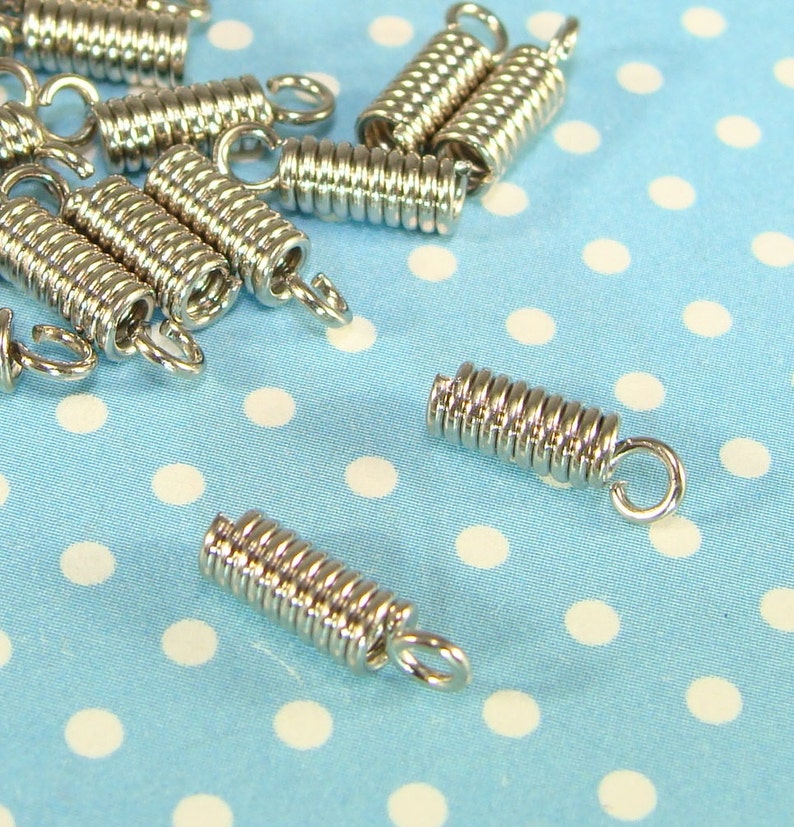 24 Silver Spring Coil Crimp Ends Cord Tip Fastener Clasp 1mm - Etsy