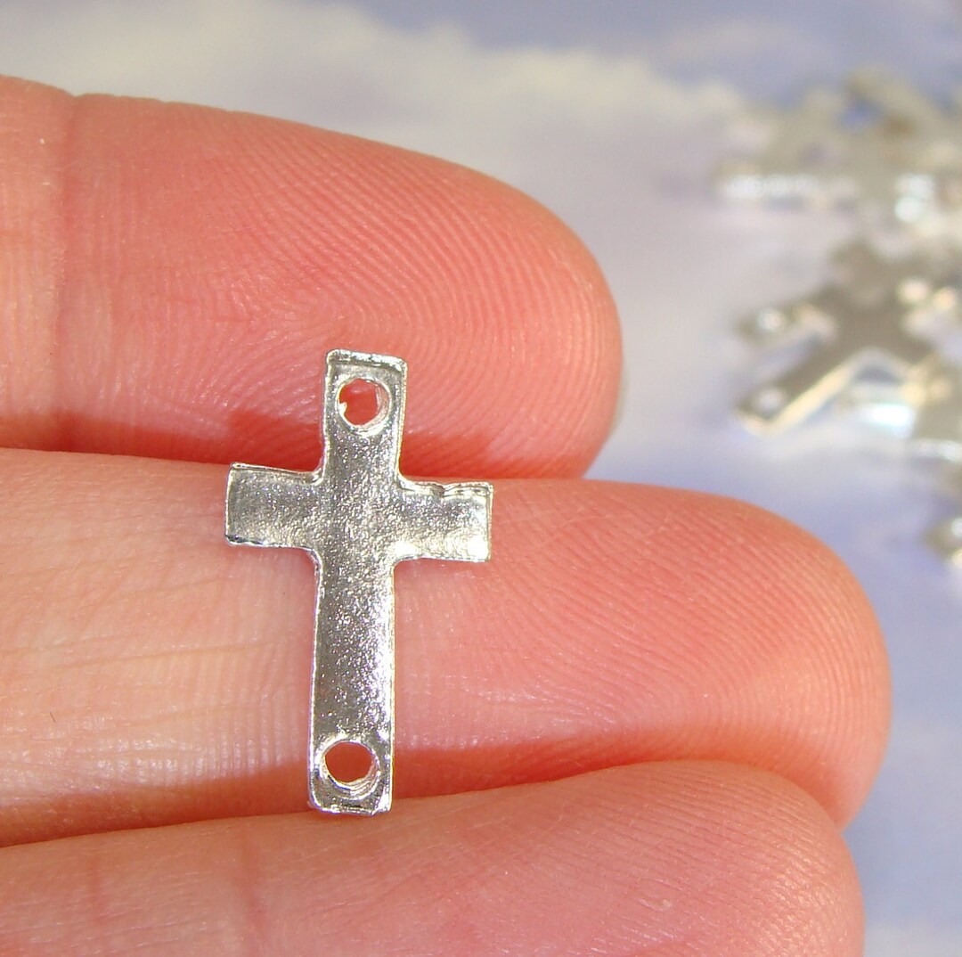 12 Tiny Silver Cross Charms Sideways Crosses 18mm X 10mm (42470) Small ...