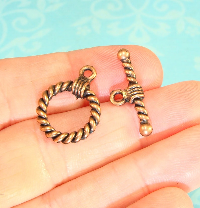 4 Toggle Sets Twisted Rope Copper Plated Pewter Loop and Bar | Etsy