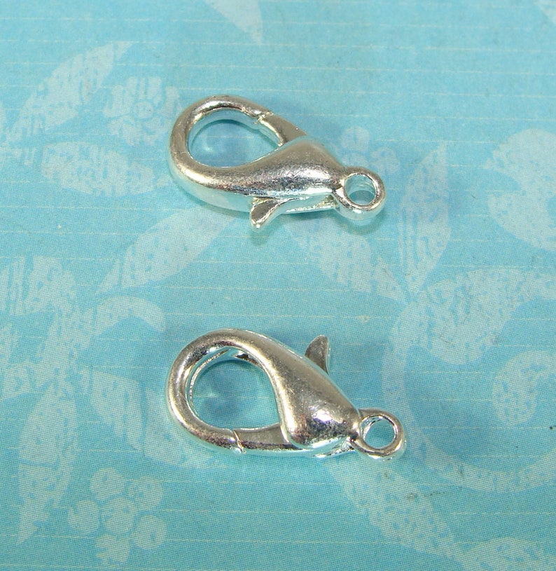 6 Silver Plated Lobster Clasps 15mm x 8mm Hinged Claw Clip | Etsy