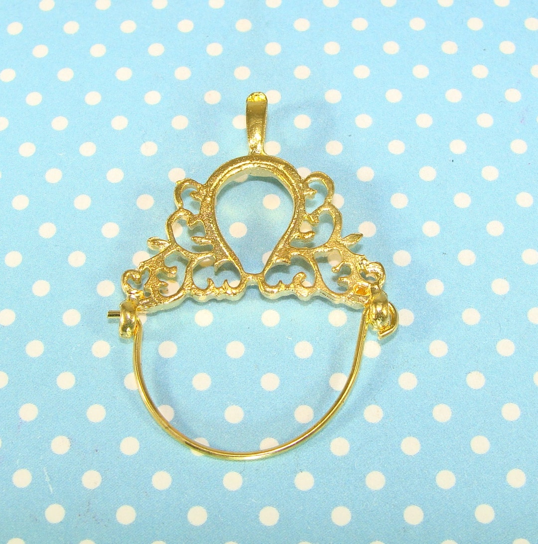 4 Fancy Scroll Charm Holders Gold Finish (17627) Vintage Filigree Style ...