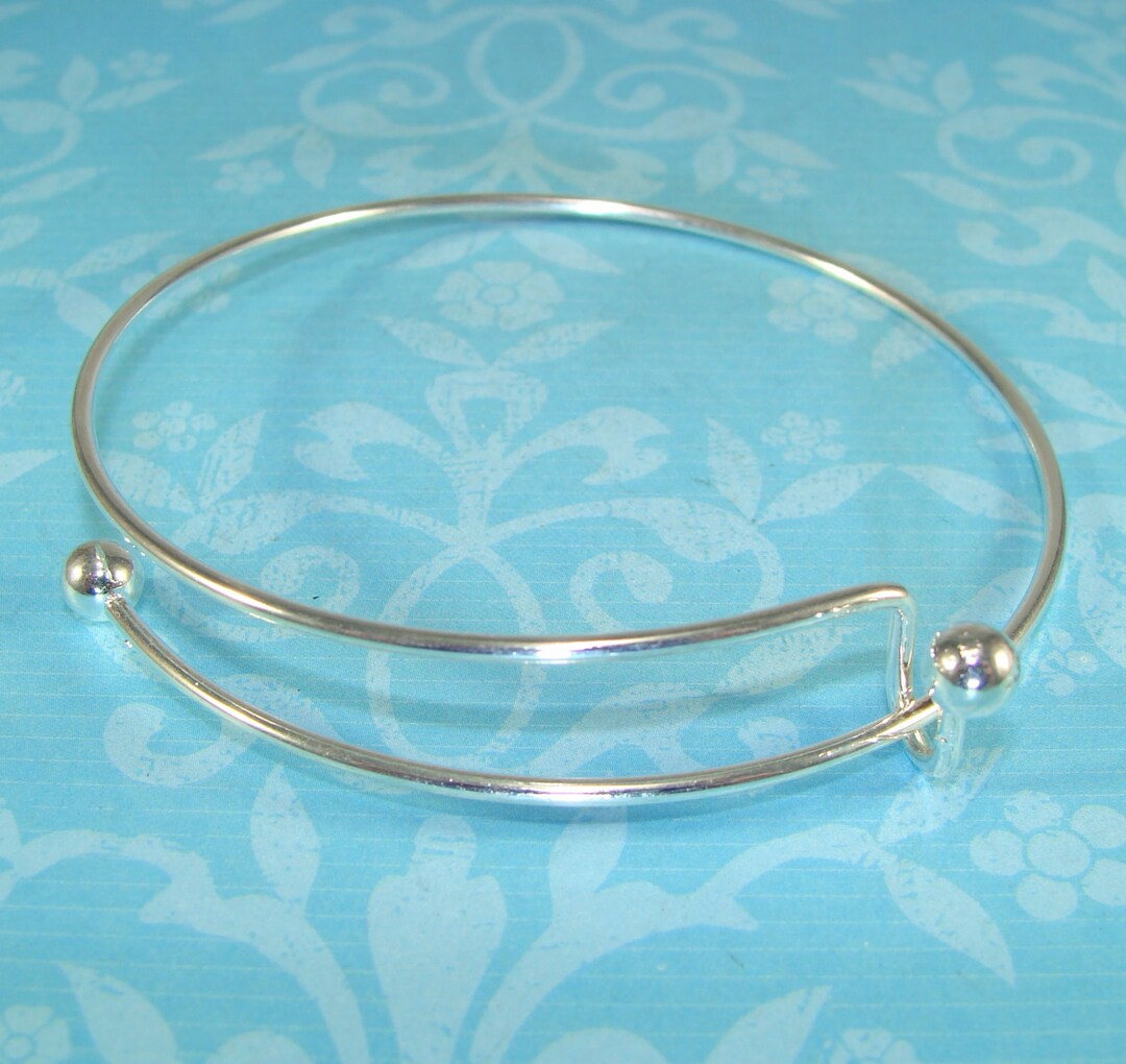 1 SILVER Bangle Bracelet Blank 7 1/2 Inch Jewelry Making Supplies Add ...