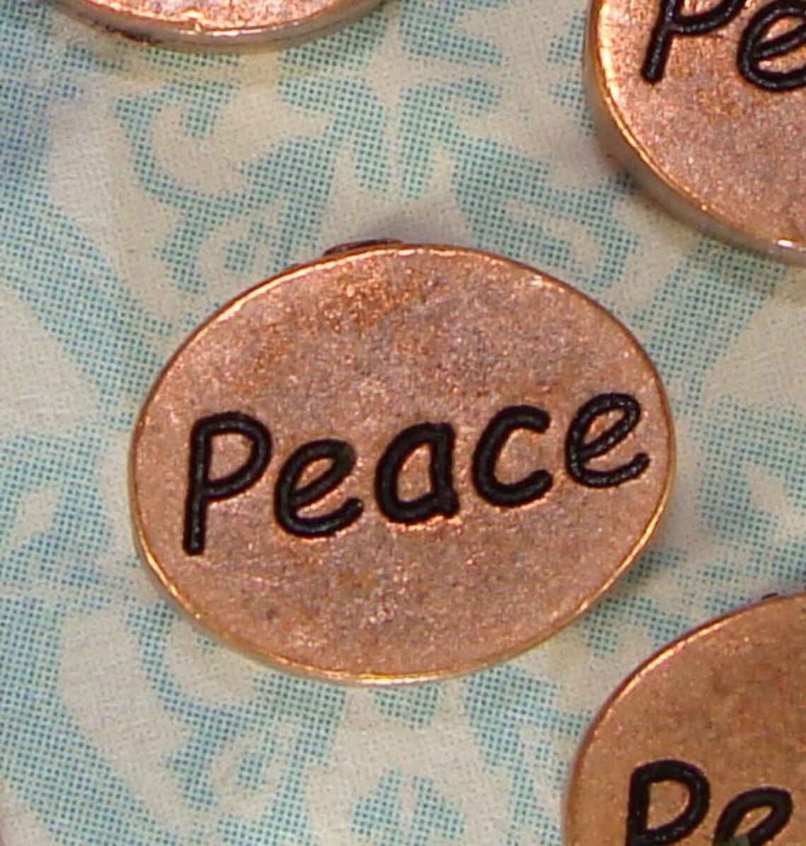 5 PEACE Beads Copper Plated Oval Inspirational Word Charms for - Etsy
