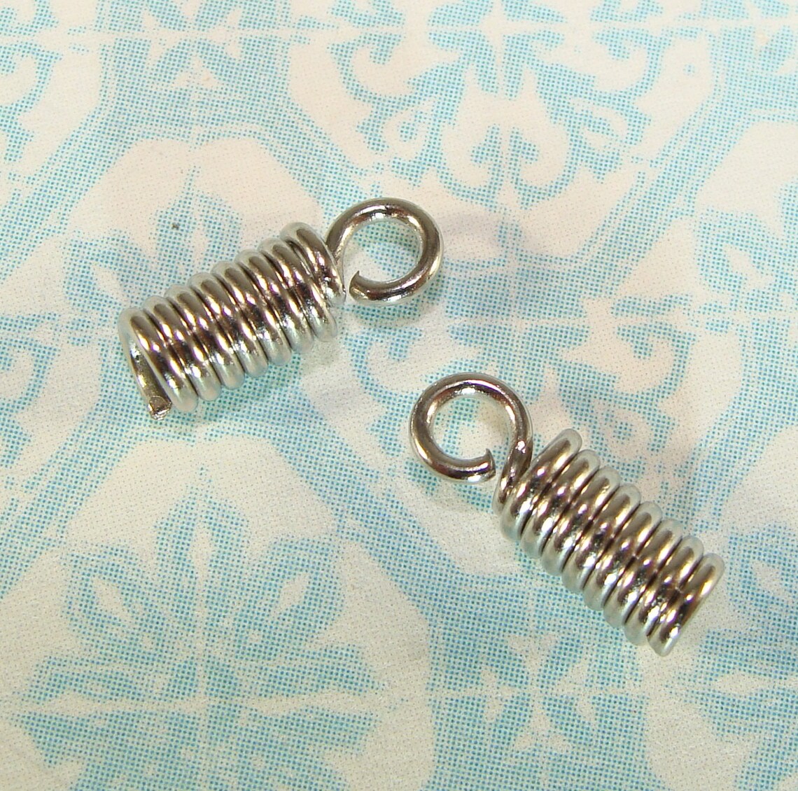 24 Silver Spring Coil Crimp Ends Cord Tip Fastener Clasp 2mm | Etsy
