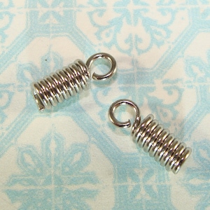 24 Silver Spring Coil Crimp Ends Cord Tip Fastener Clasp 2mm Opening ...