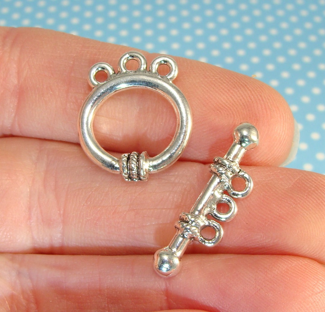 2 OVAL Toggle Sets Triple Strand Silver Plated Pewter USA Made (42806 ...