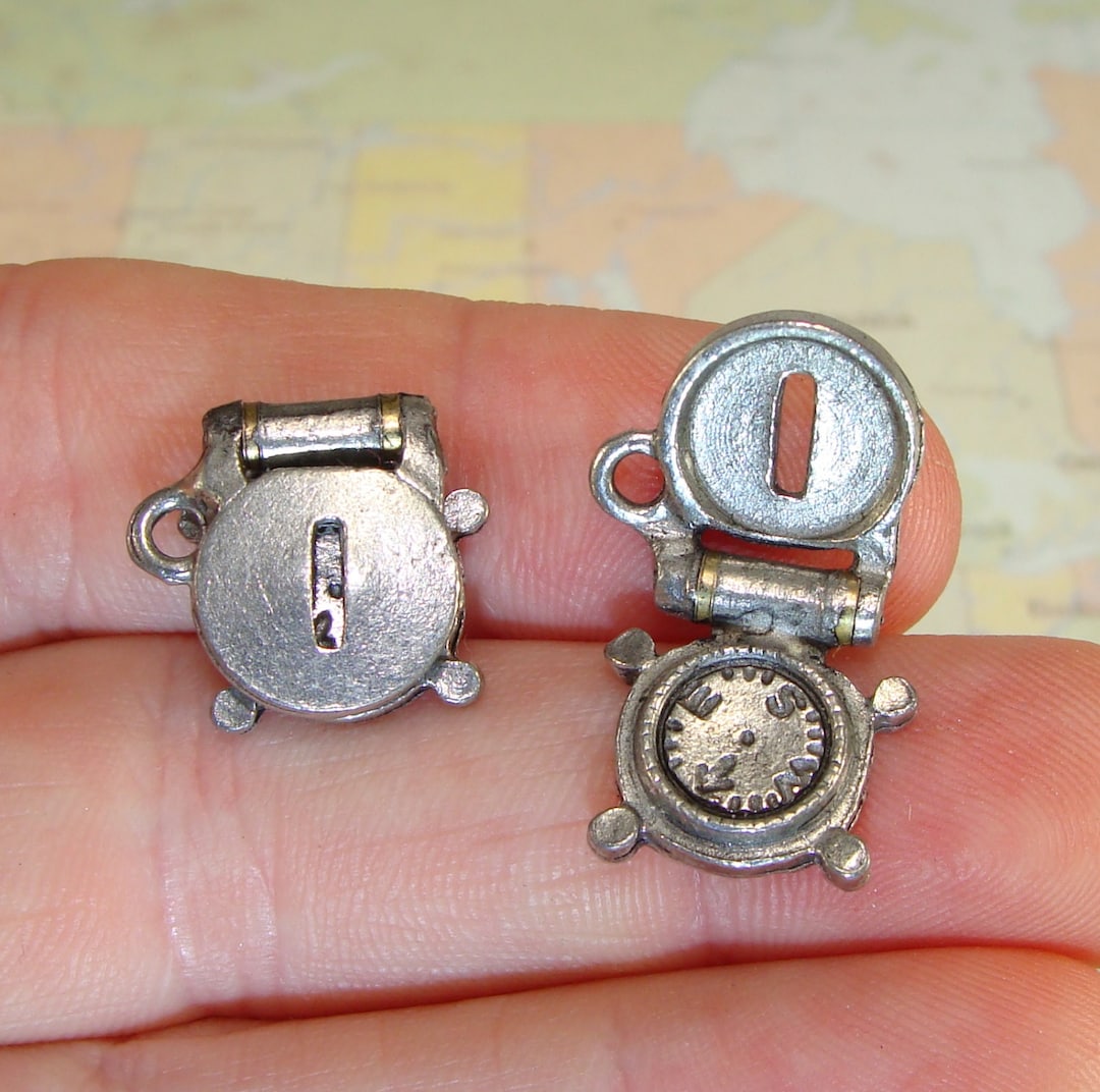 2 Compass Charms Pewter Silver USA Made Hinged to Open - Arrow Scouts ...