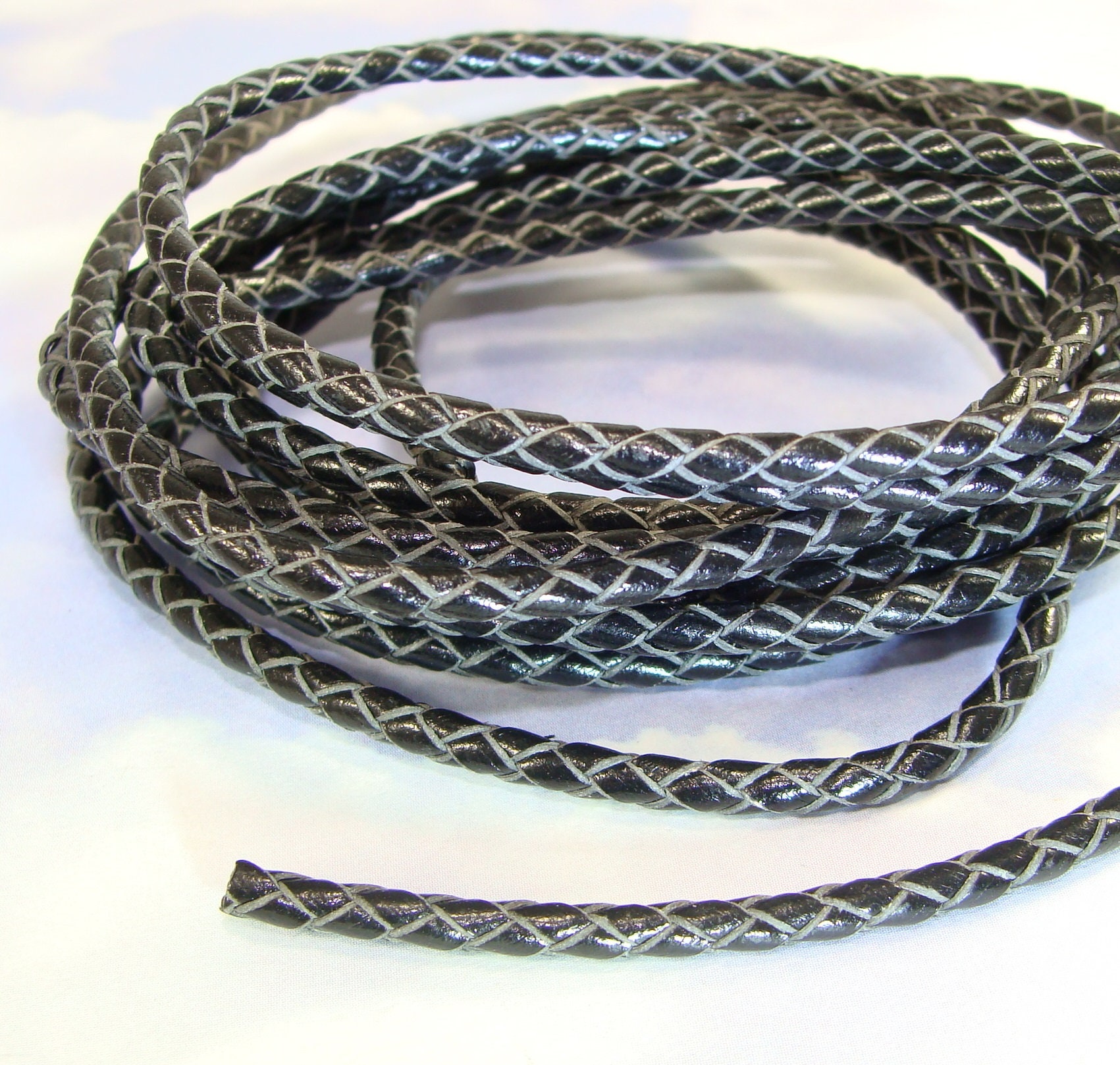 Black Braided Leather Cord You Choose Length 20cm or Meter | Etsy