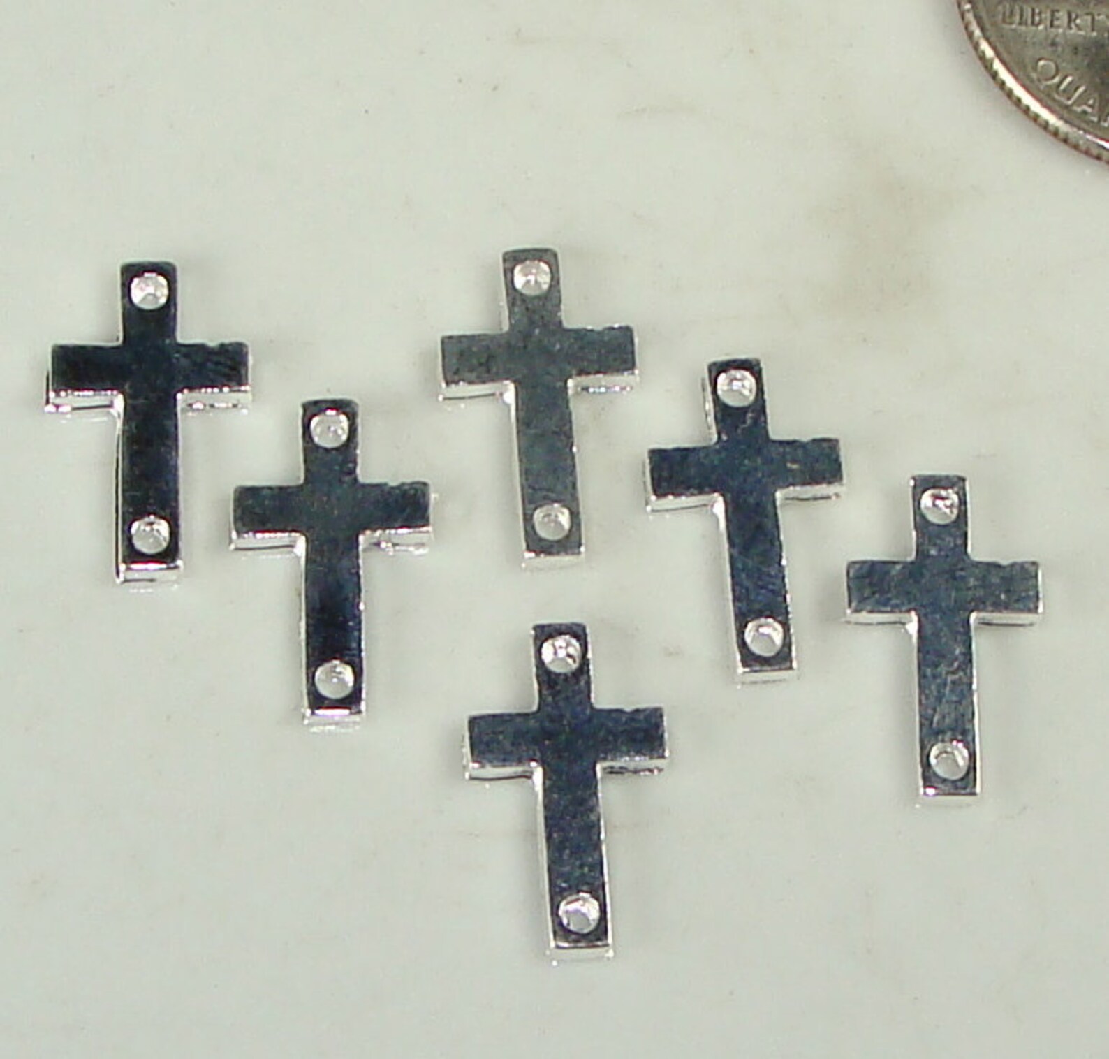 12 Tiny Silver Cross Charms Sideways Crosses 18mm X 10mm - Etsy