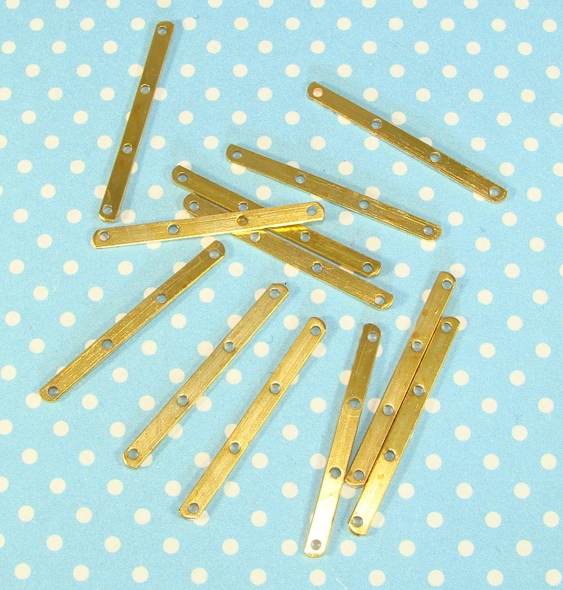 12 Gold Separator Bars 4 Hole Multi Strand Divider Row Connector 27mm X ...