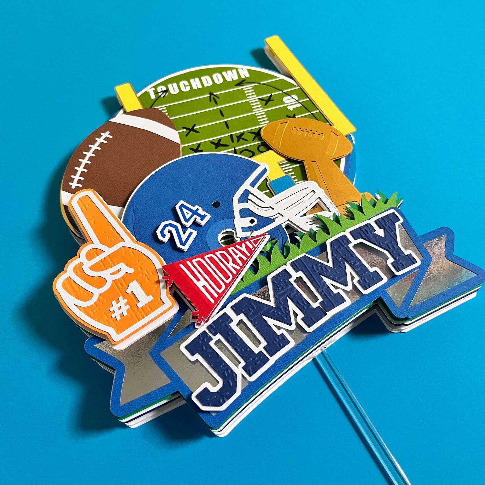 Personalized Football Cake Topper: Sports Birthday Party Decoration - Etsy