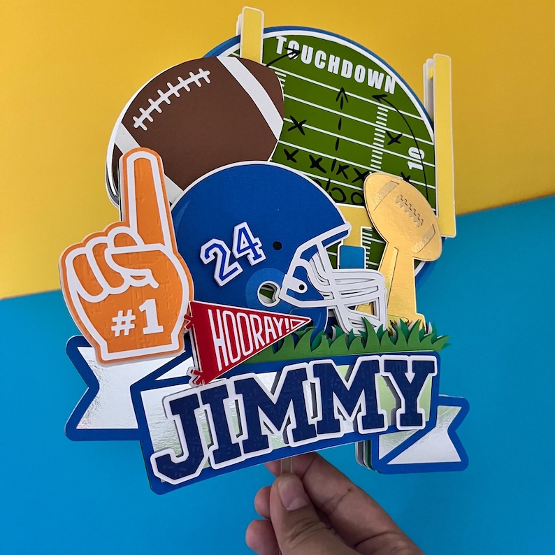 Personalized Football Cake Topper: Sports Birthday Party Decoration - Etsy