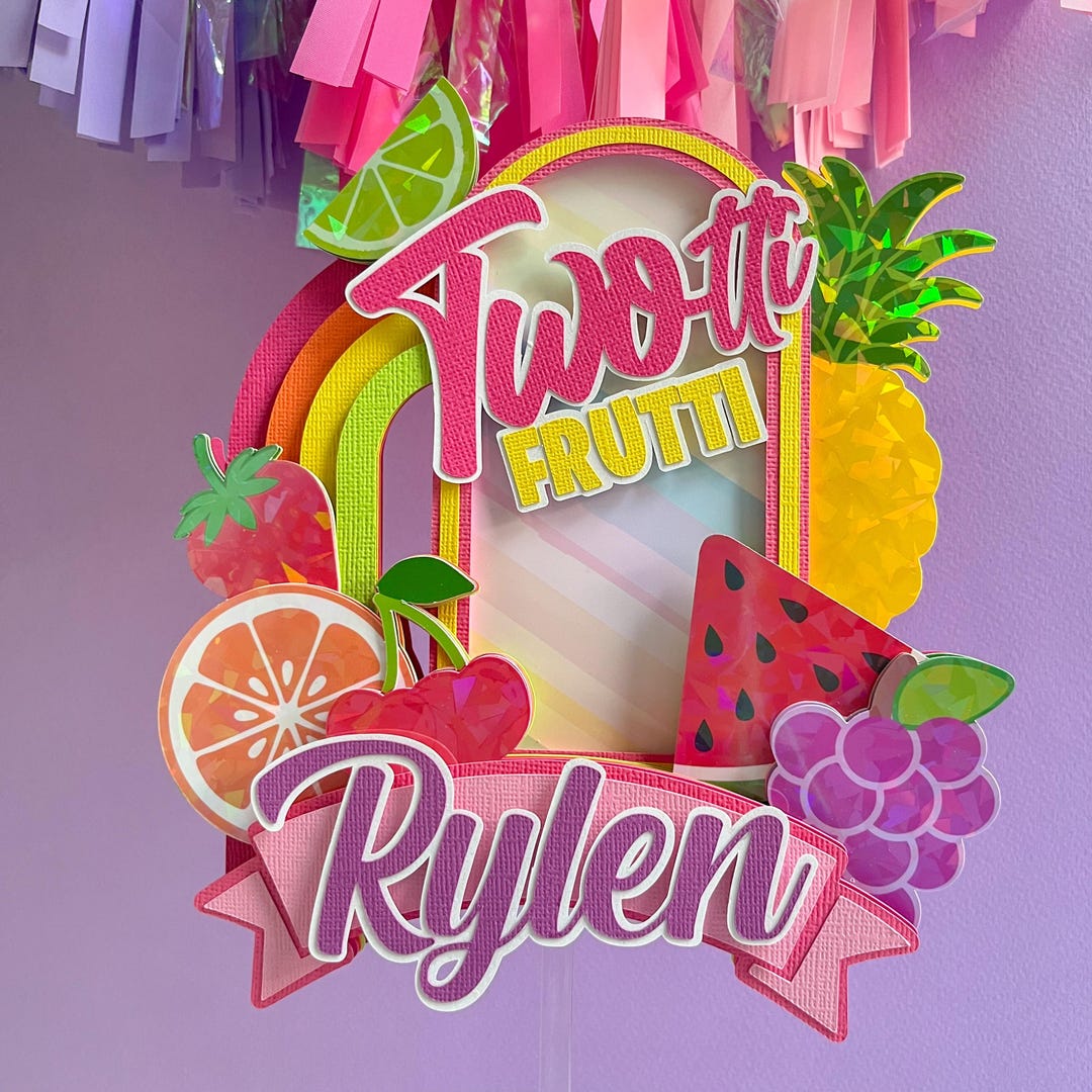 Twotti Frutti Cake Topper: 3D Holographic Fruit Party Decor - Etsy