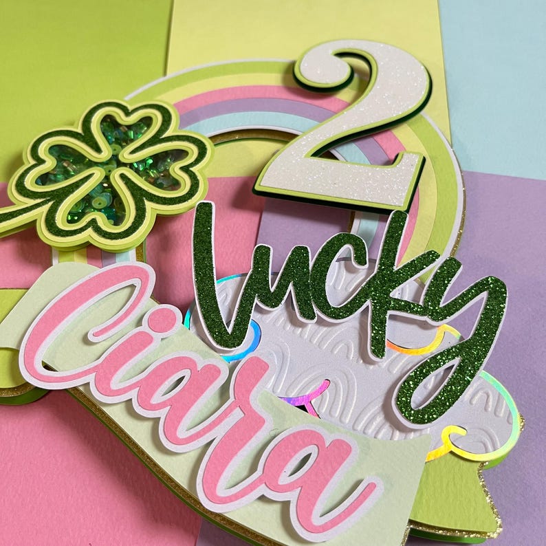 Lucky ONE Cake Topper TWO Lucky Birthday Decor Rainbow Cake Topper ...