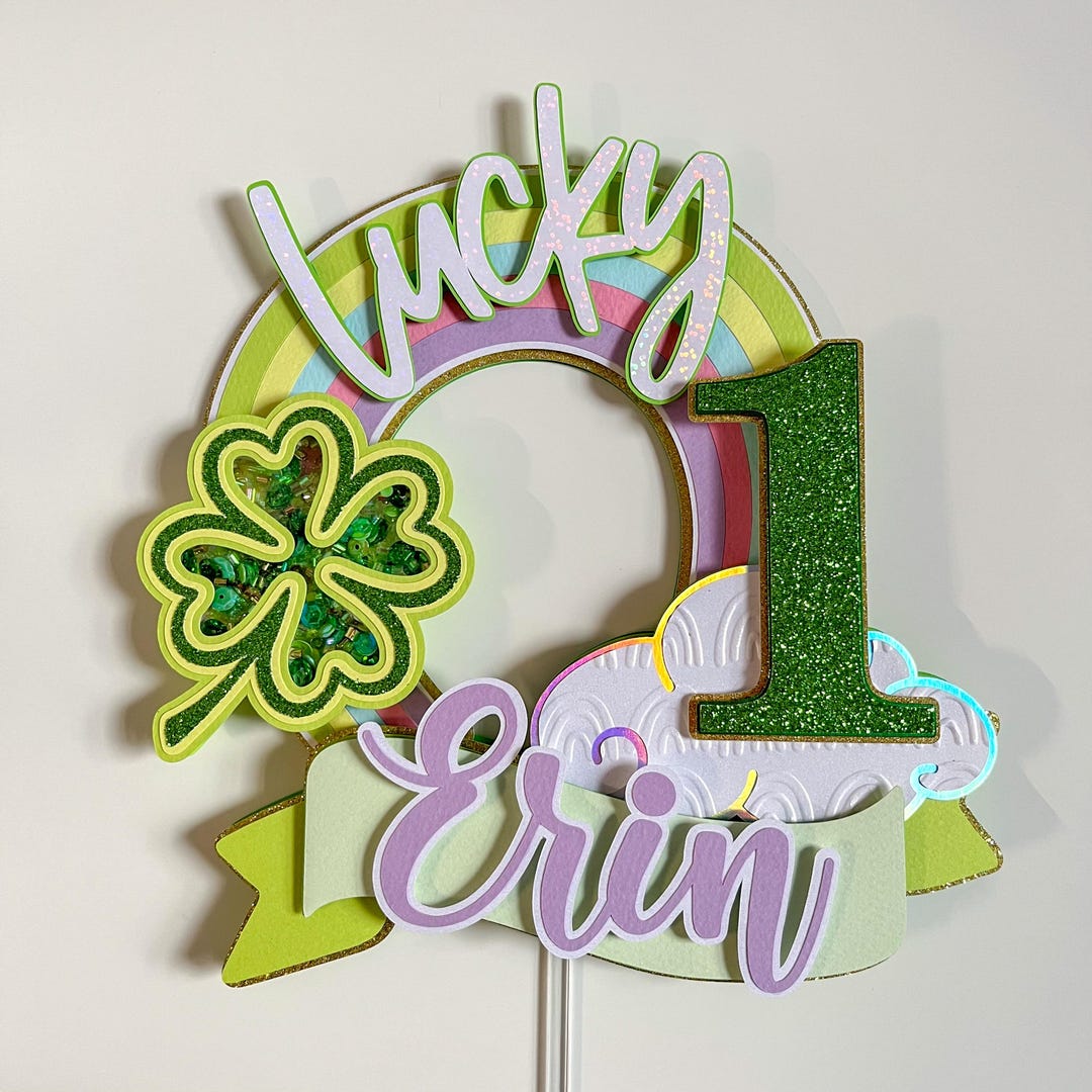 Lucky ONE Cake Topper TWO Lucky Birthday Decor Rainbow Cake Topper ...