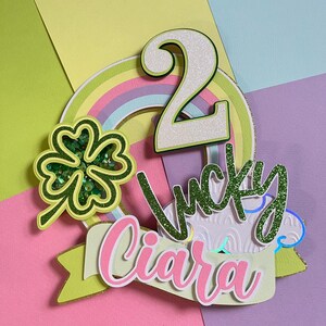 Lucky ONE Cake Topper TWO Lucky Birthday Decor Rainbow Cake Topper ...