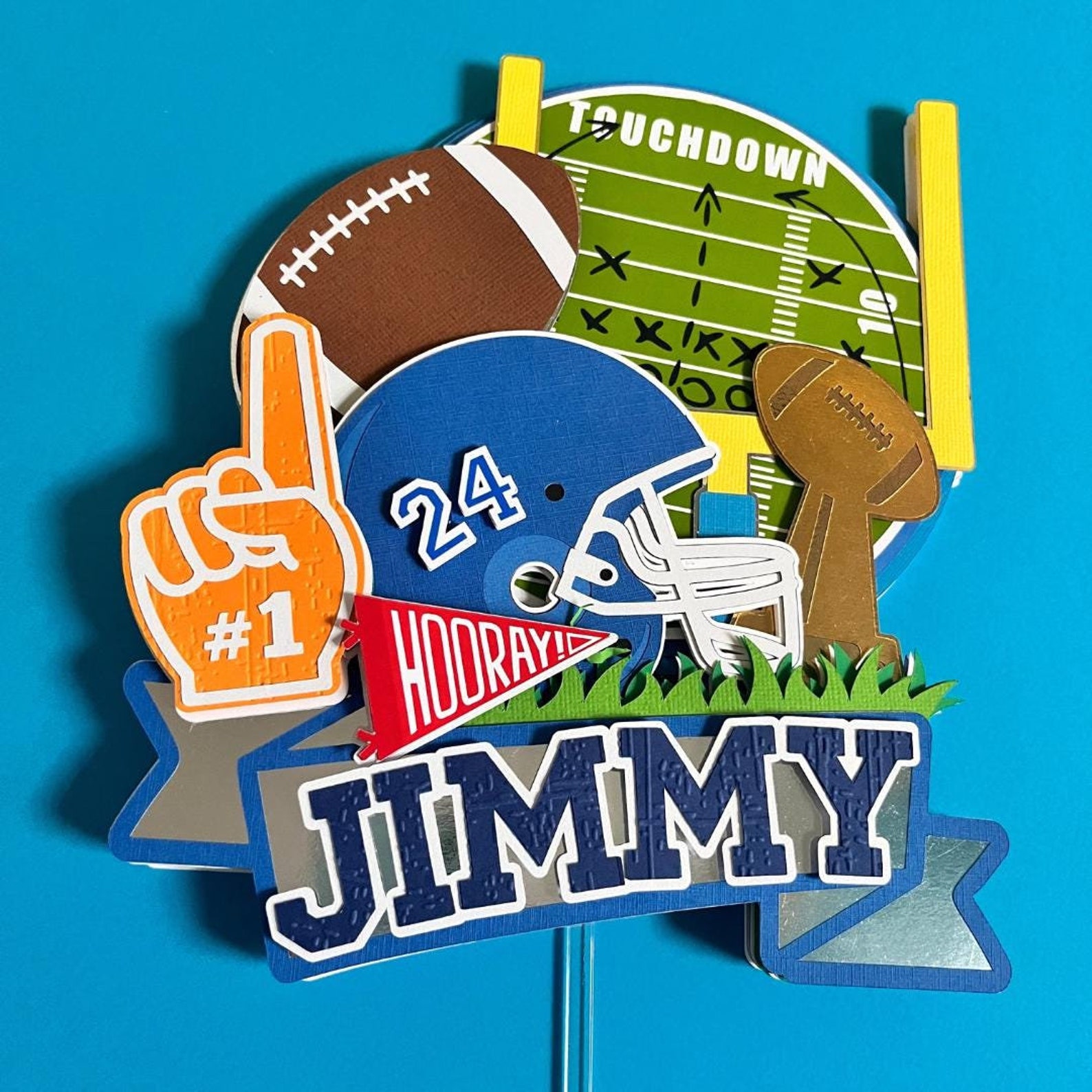 Personalized Football Cake Topper: Sports Birthday Party Decoration - Etsy