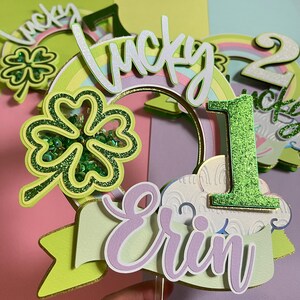 Lucky ONE Cake Topper TWO Lucky Birthday Decor Rainbow Cake Topper ...