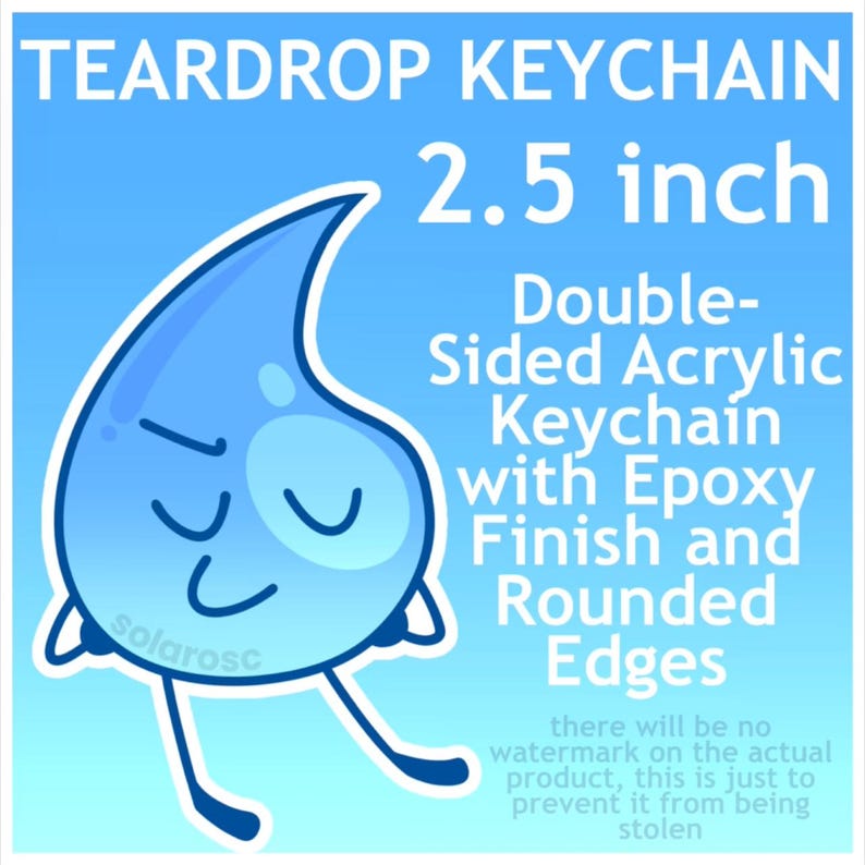Teardrop Double-sided Keychain - BFDI: TPOT - Object Show - Etsy