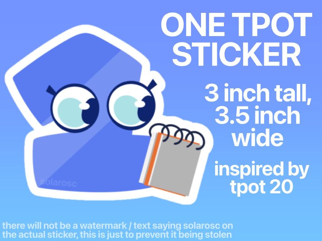 TPOT 20 One Sticker - BFDI - Object Show - Etsy
