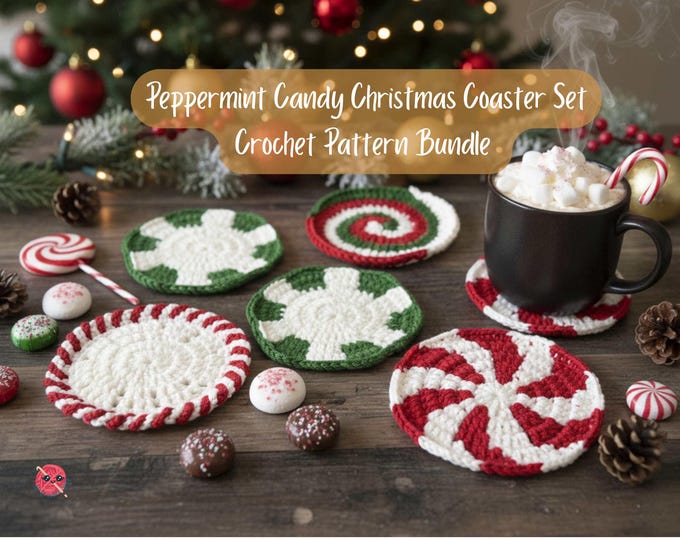 Snow Globe Christmas Tree Hand Crocheted Coasters- Set of 4 - Etsy