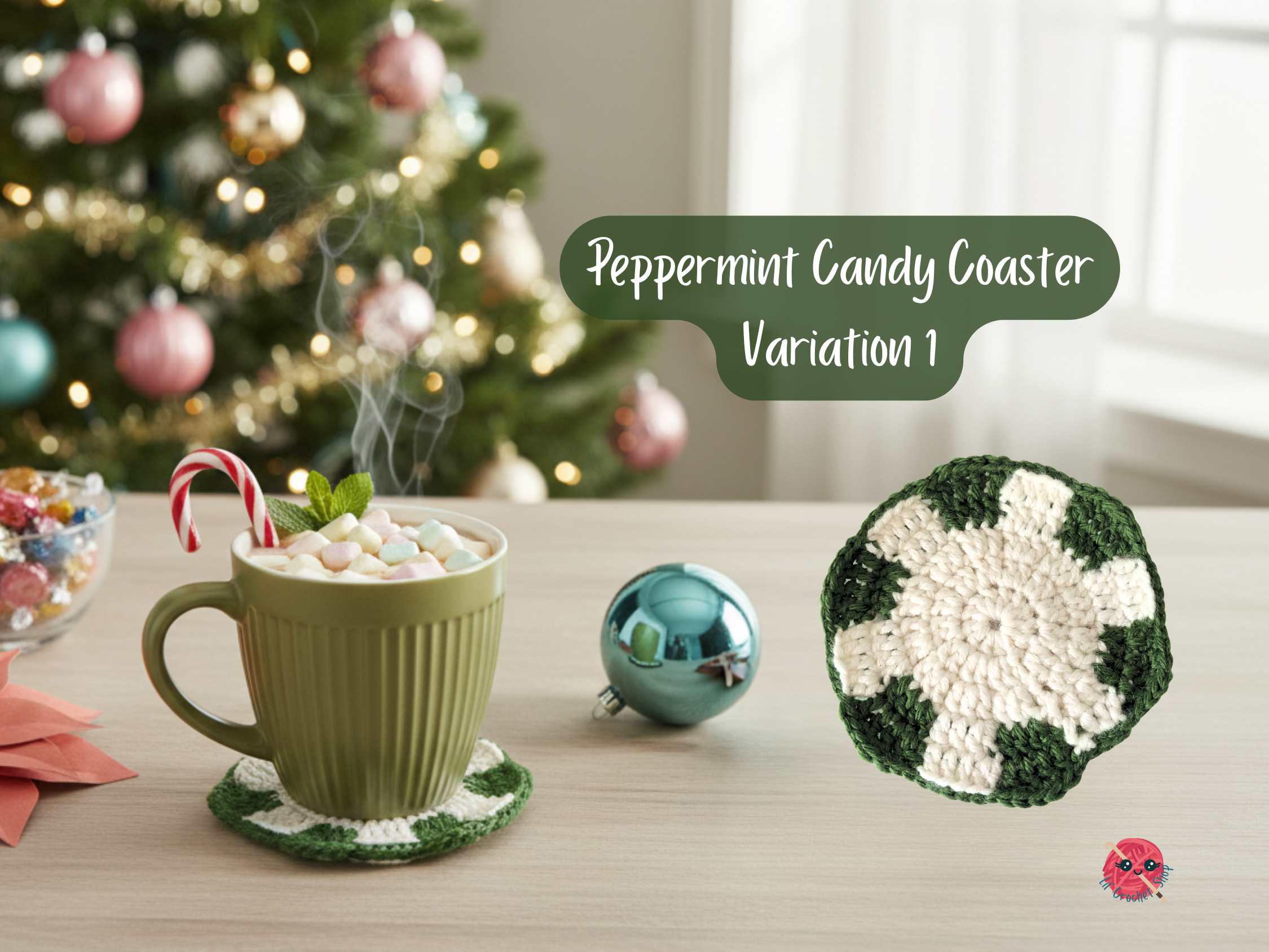 Peppermint Candy Christmas Coaster Set, Crochet Pattern Bundle, Holiday ...