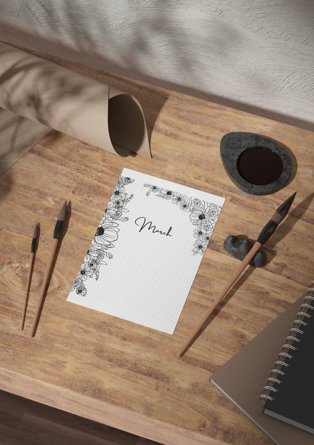 March Title Page Bullet Journal Printable Calendar March Cover Page ...