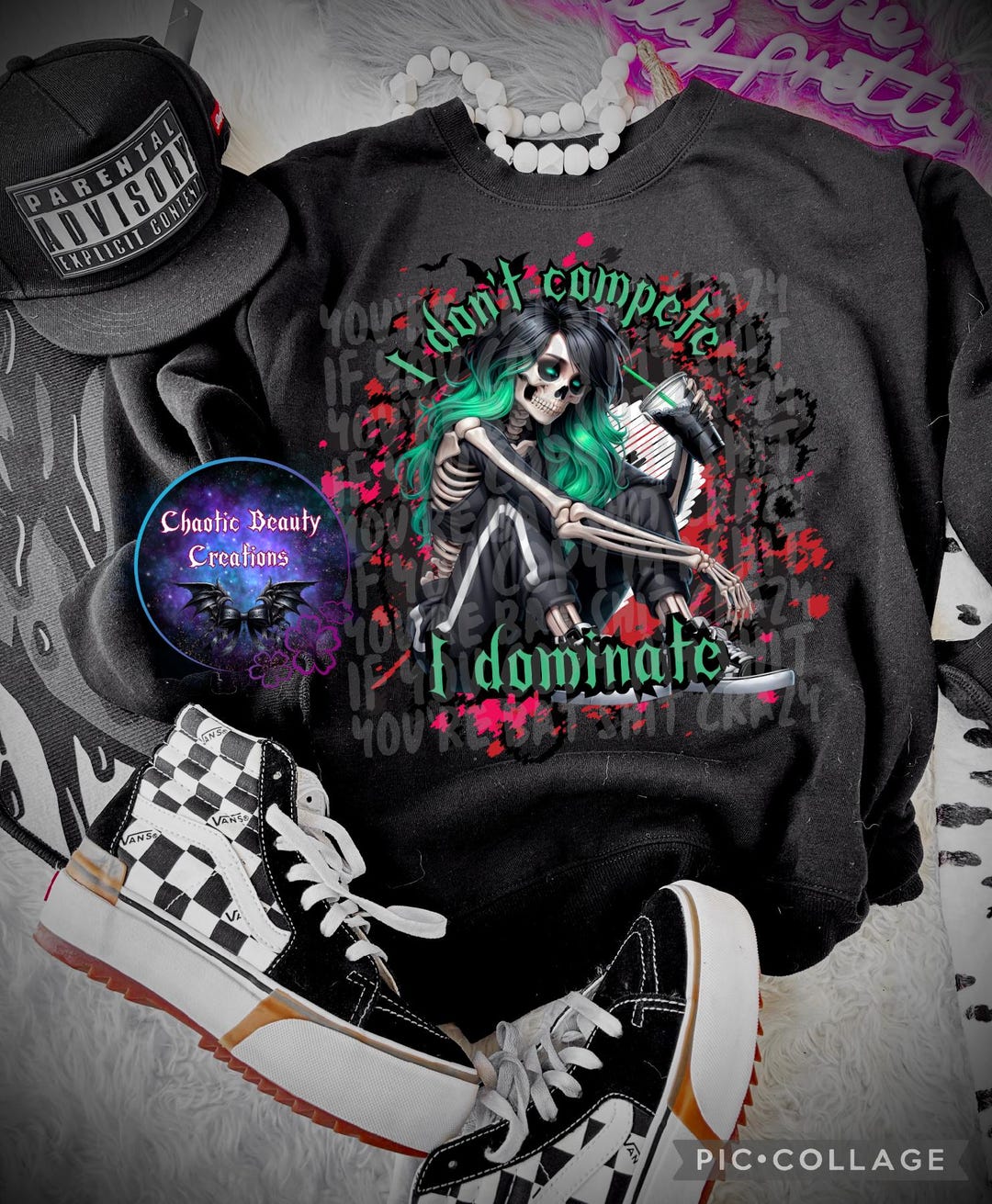 Skull Girl I Don't Compete I Conquer - Png - Etsy