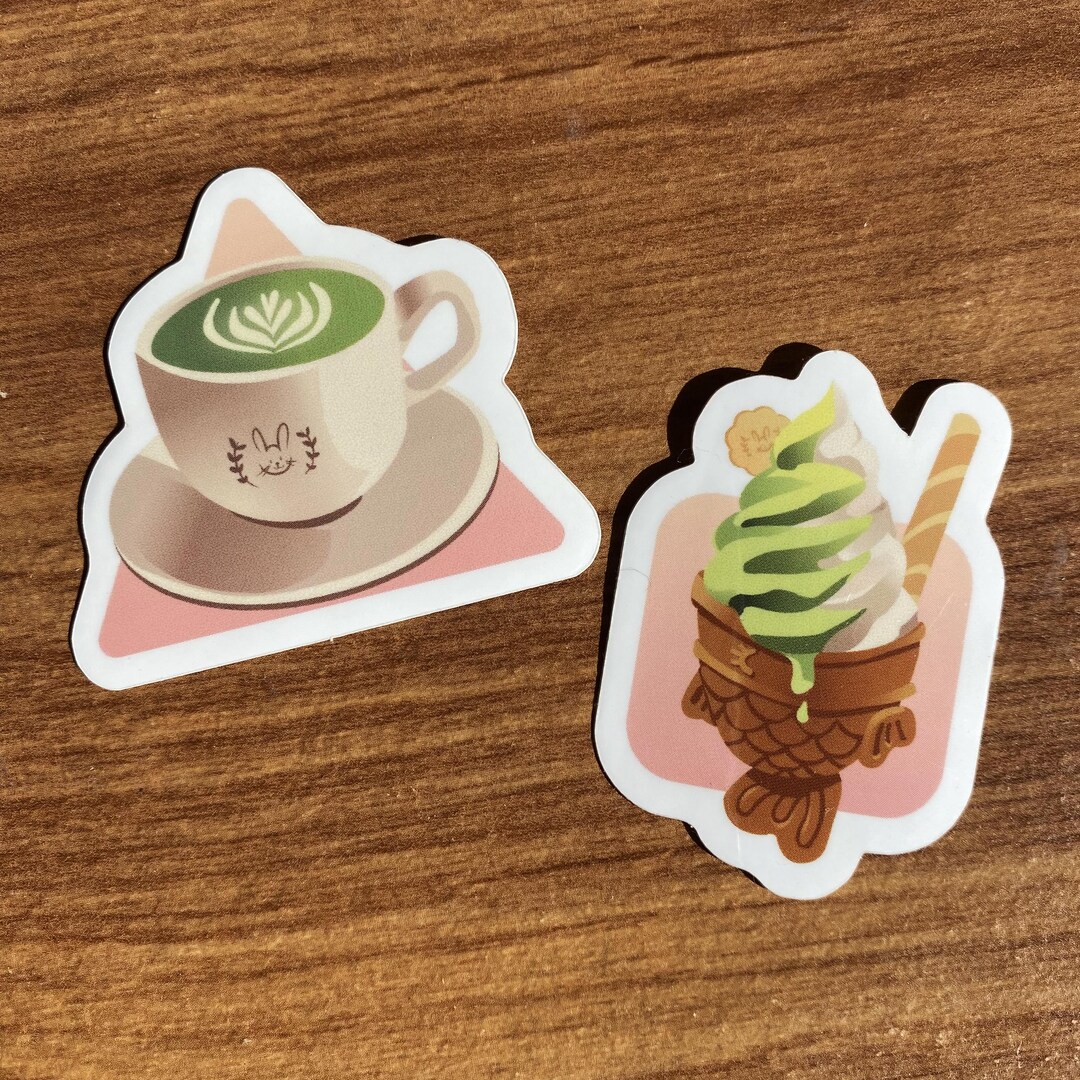 Matcha Latte & Matcha Taiyaki Sticker Set - Etsy
