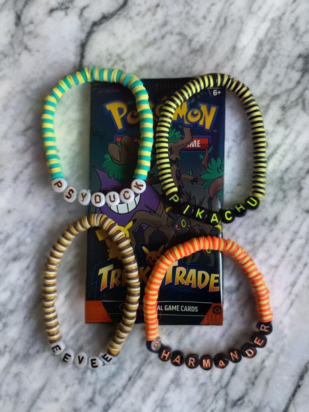 Pokemon Friendship Bracelet Gift Set, Heishi Beads and Cards - Etsy