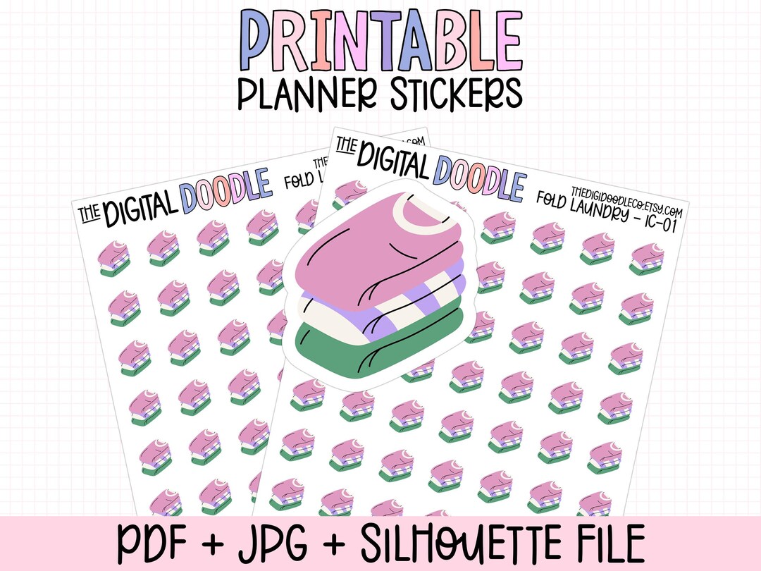 Fold Laundry PRINTABLE Planner Stickers IC-01 Print & Cut Stickers ...