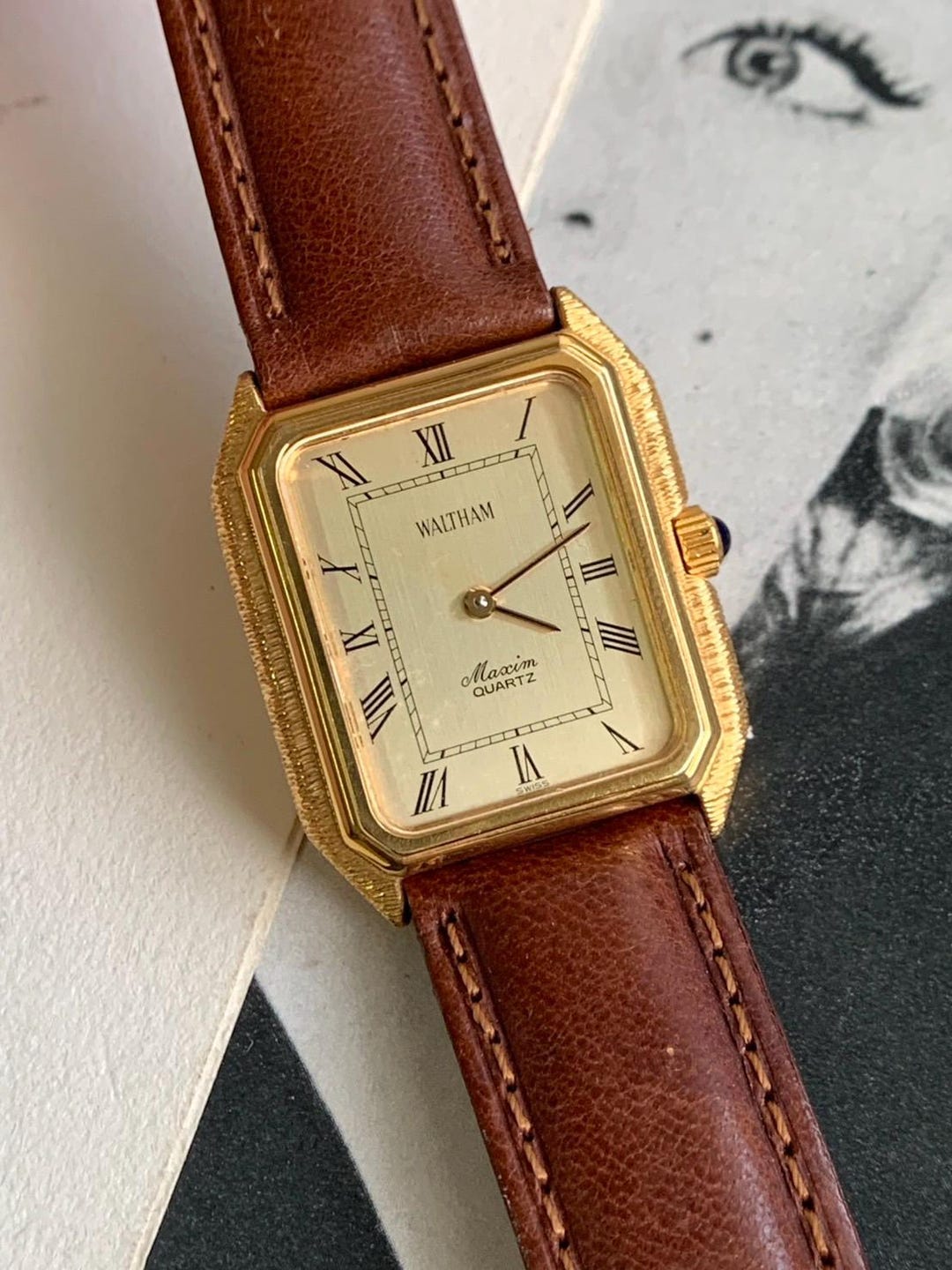 Vintage WALTHAM 80's Maxim Watch Gold Plated 20 Microns, Swiss Made ...