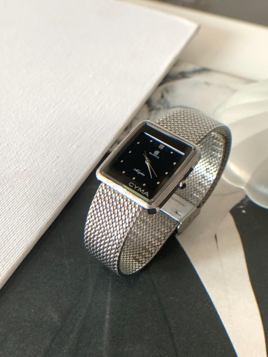 CYMA Vintage 90's SWISS MADE Silver Tone Tank ,quartz Watch , Unisex ...
