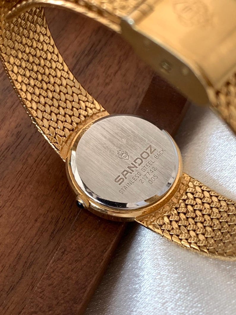 Vintage SANDOZ Gold Tone Swiss Made Quartz Gold Watch , Ladies Watch ...