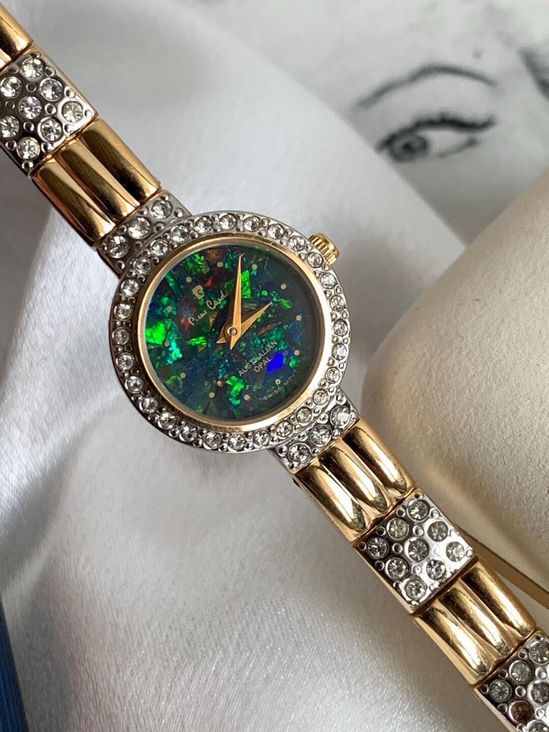 Pierre Cardin Vintage Swiss Gold Blue Opal Face Gold Plate Women Watch ...