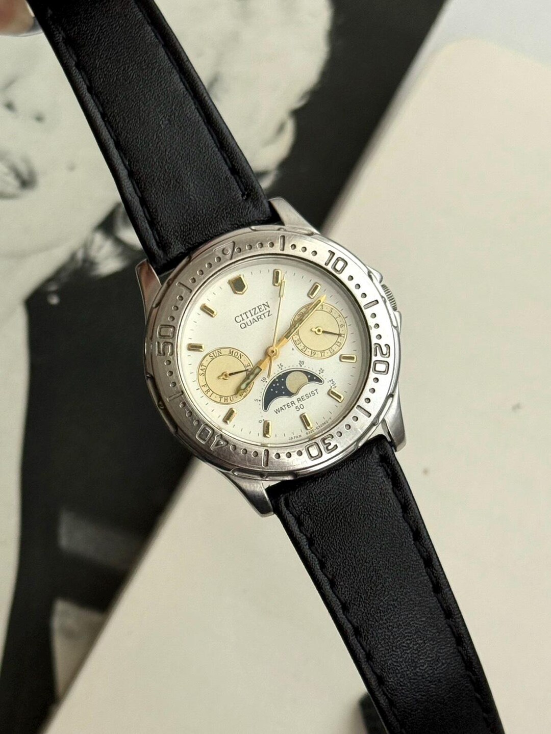 Vintage Citizens Moon Phase 90's Success Vintage Dial Round Watch,japan ...