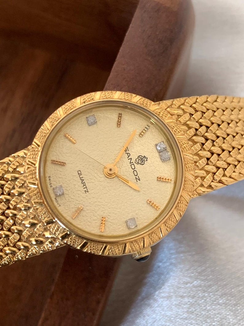 Vintage SANDOZ Gold Tone Swiss Made Quartz Gold Watch , Ladies Watch ...