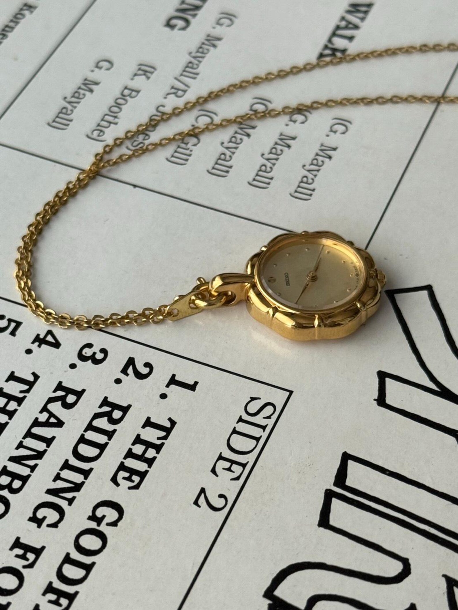 Vintage SEIKO Gold Tone Metal Pendant Watch With Chain Necklace, SEIKO ...