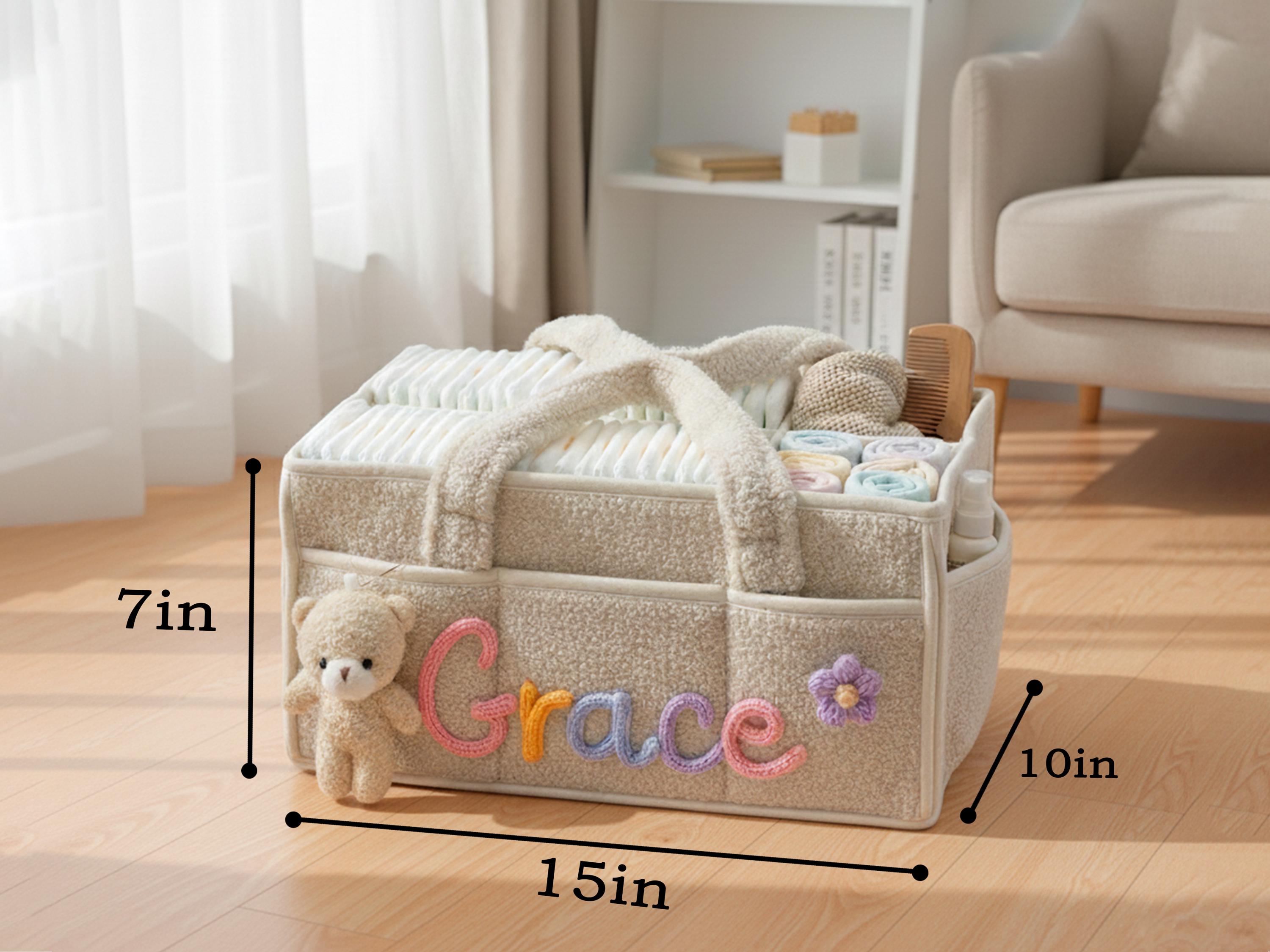 Personalized Baby Diaper Caddy: Custom Name With Bear ,baby Shower Gift ...