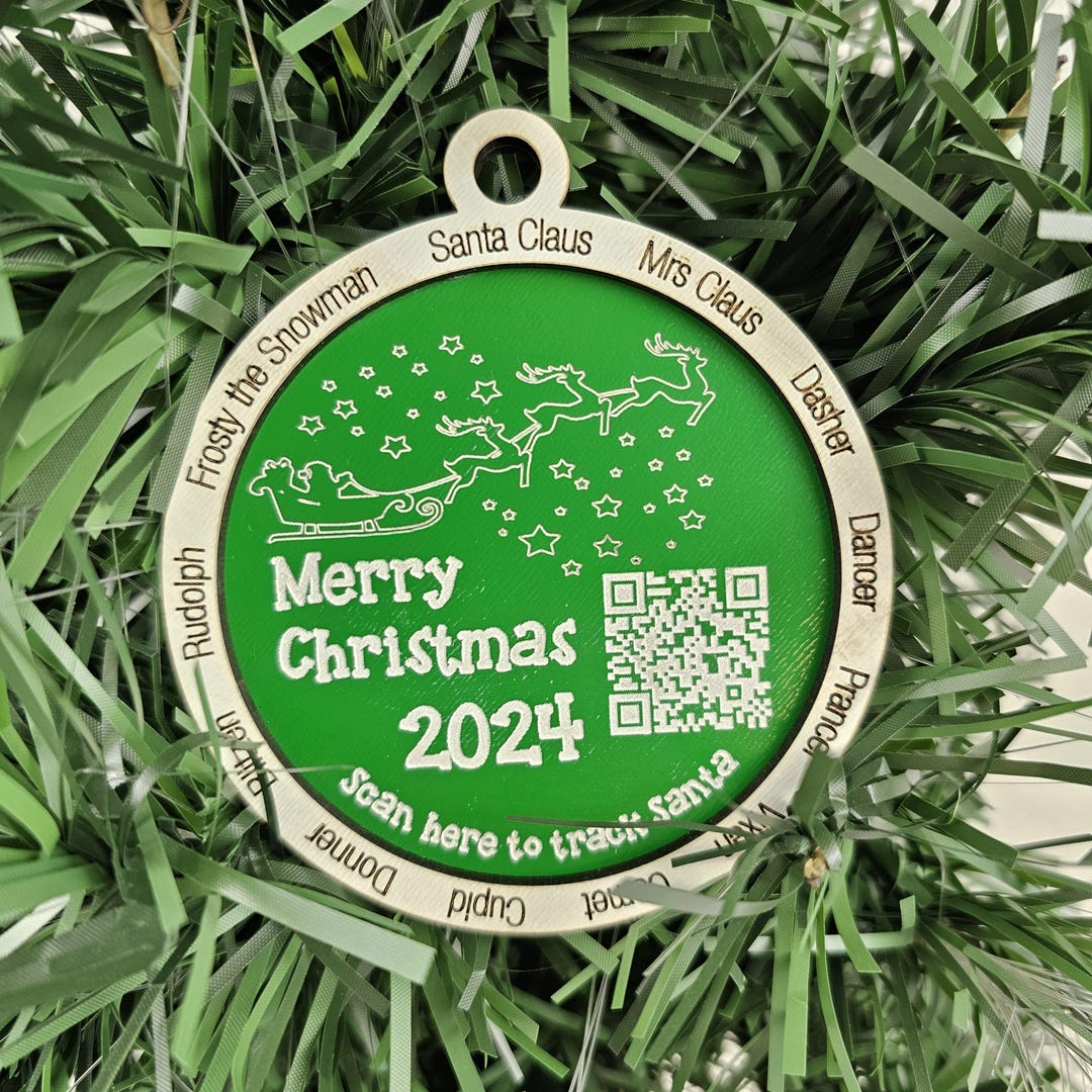2024 Santa Claus Tracker Ornament - Scan & Track QR Code - NORAD Flight ...