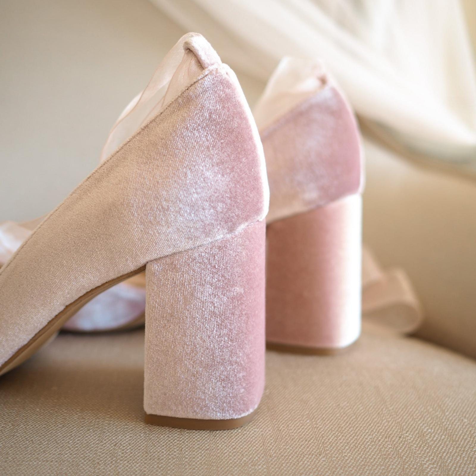 Rose Velvet Shoes, Rose Velvet Bridal Heels, Rose Wedding Shoes, Ankle ...