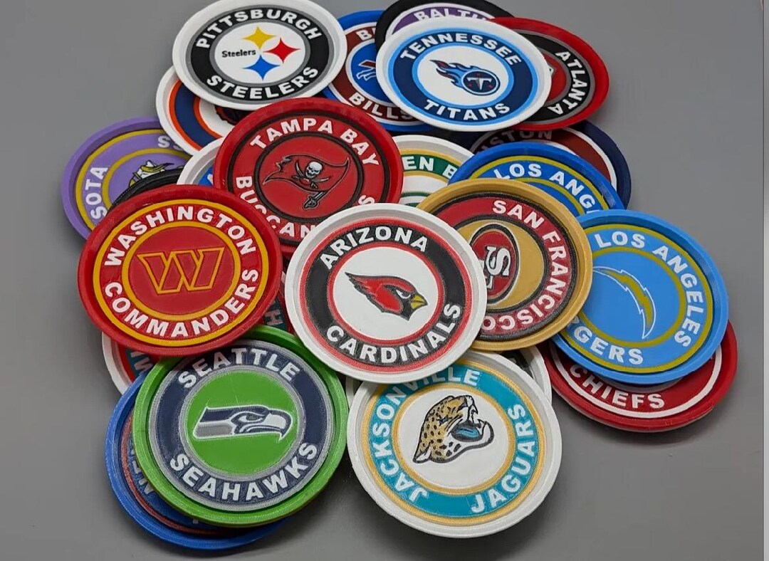 NFL Coasters – 3D Printed | Stackable With Holder | 4 / 8 / 12 Pieces ...