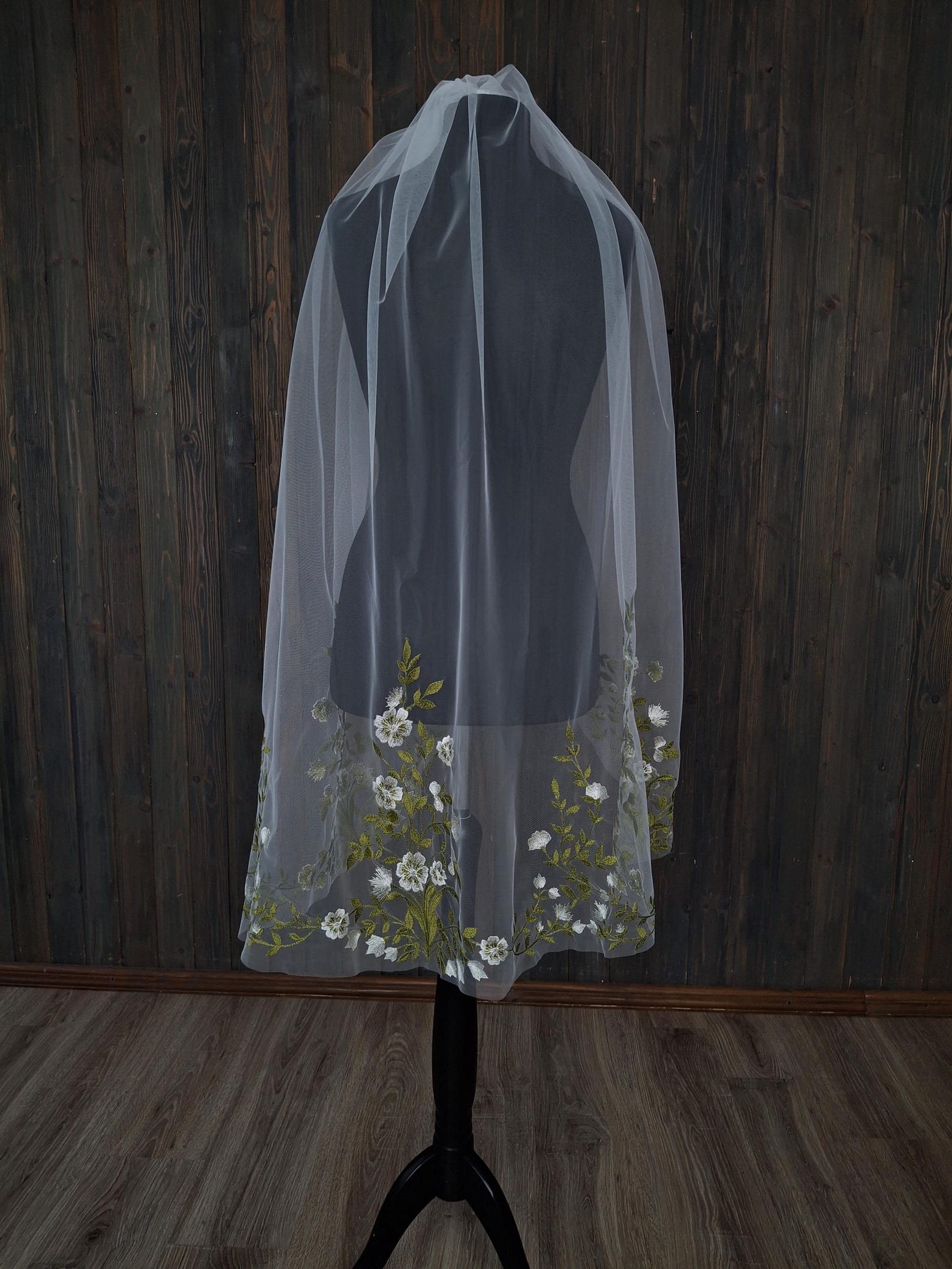 Colorful Floral Embroidered Veil Wild Flowers Bridal Veil Wedding Veil ...