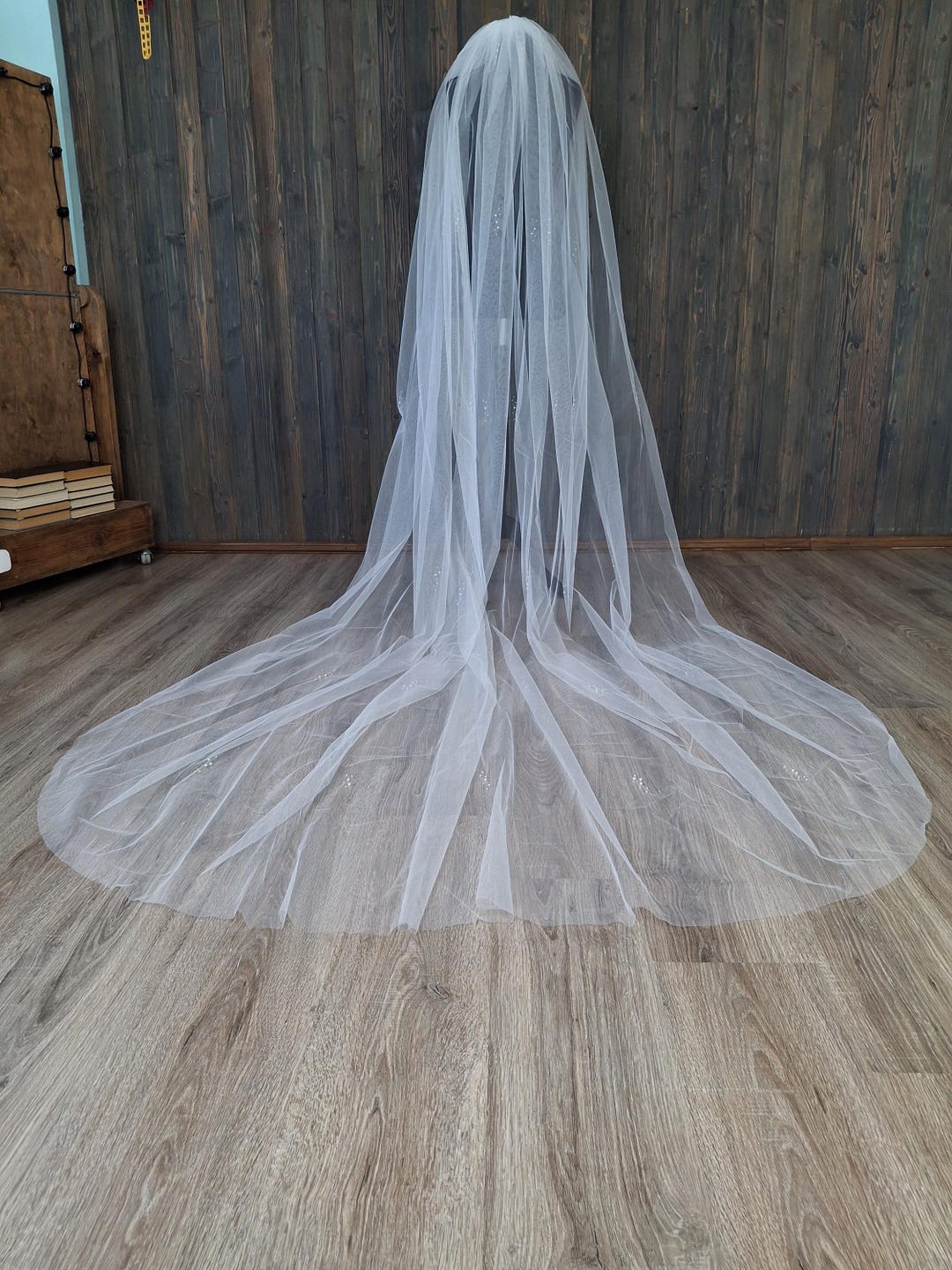 Сathedral Veil Pearl Veil Сathedral Wedding Veil Ivory Plain Veil With ...