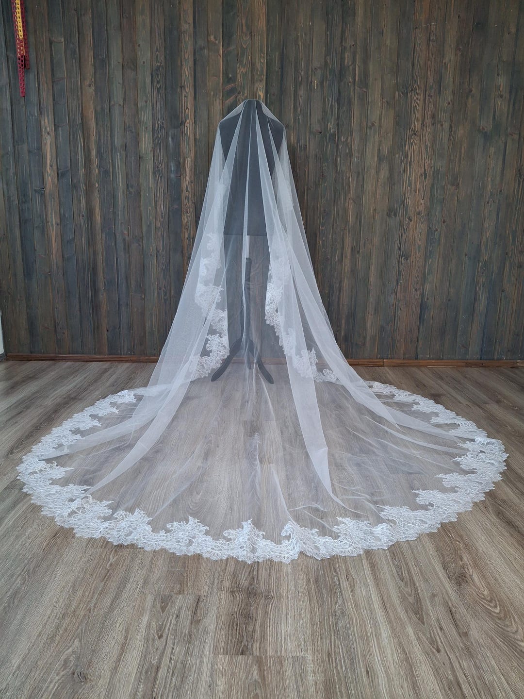 Laced Royal Veil Long Spanish Lace Veil Wedding Veil With Lace ...